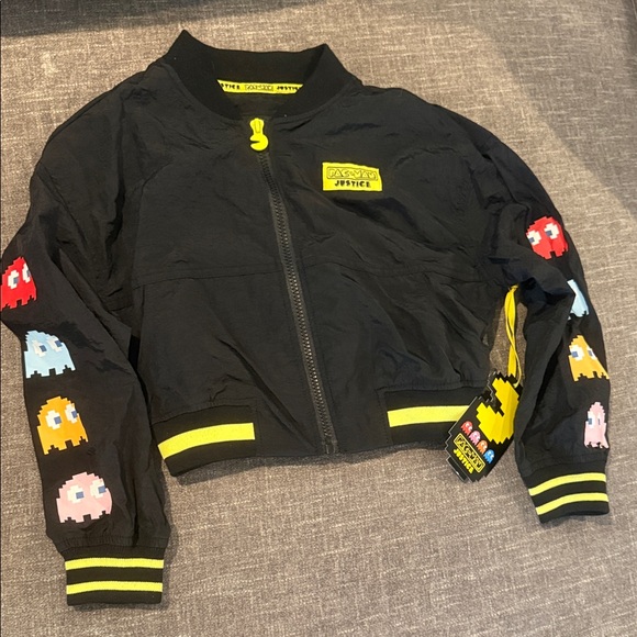 Justice | Jackets & Coats | Justice Black Bomber Jacket With Colorful ...